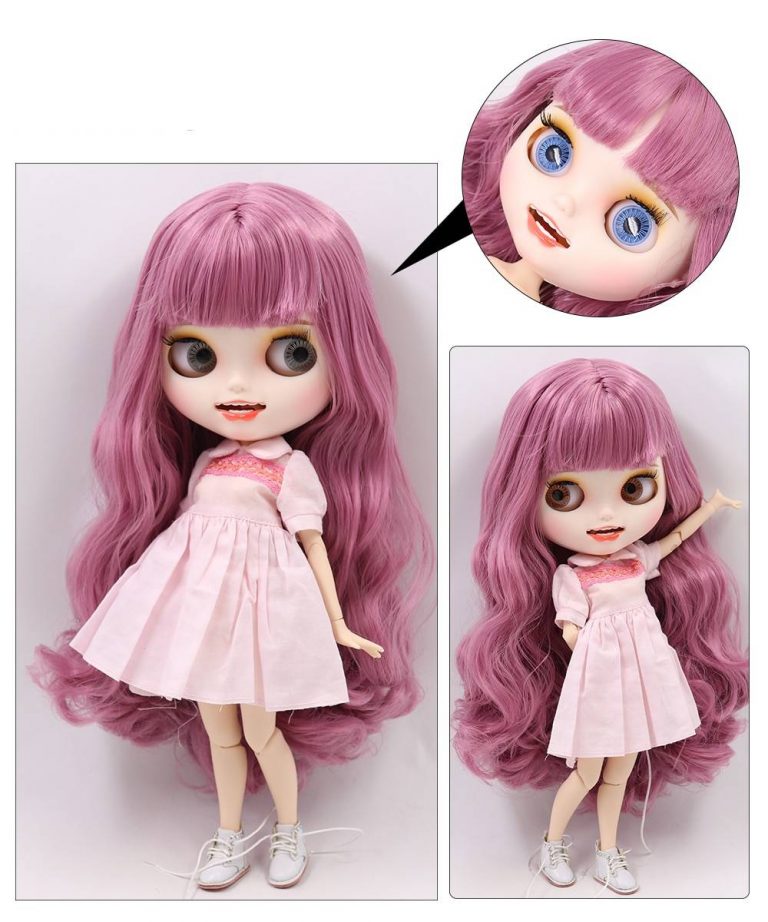 Neo Blythe Doll with Pink Hair, White Skin, Matte Smiling Face & Custom ...