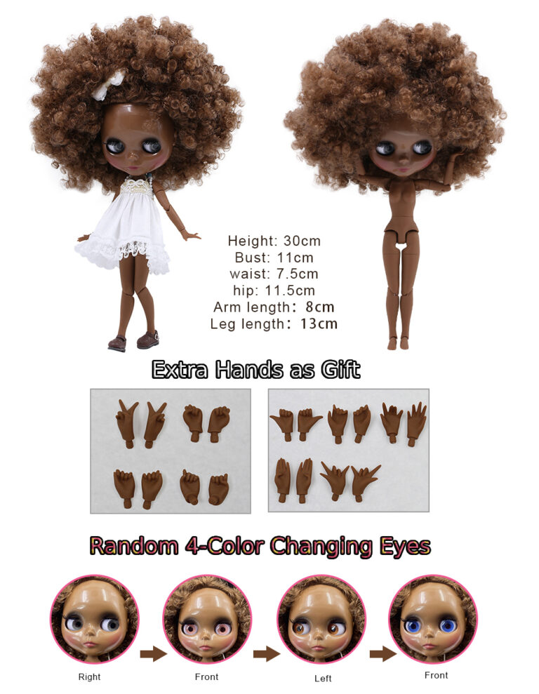 Sutton – Premium Custom Neo Blythe Doll with Brown Hair, Black Skin ...