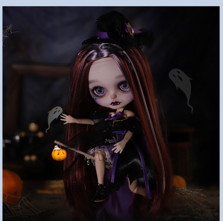 Spooky – Premium Custom Neo Blythe Doll with Multi-Color Hair, White ...